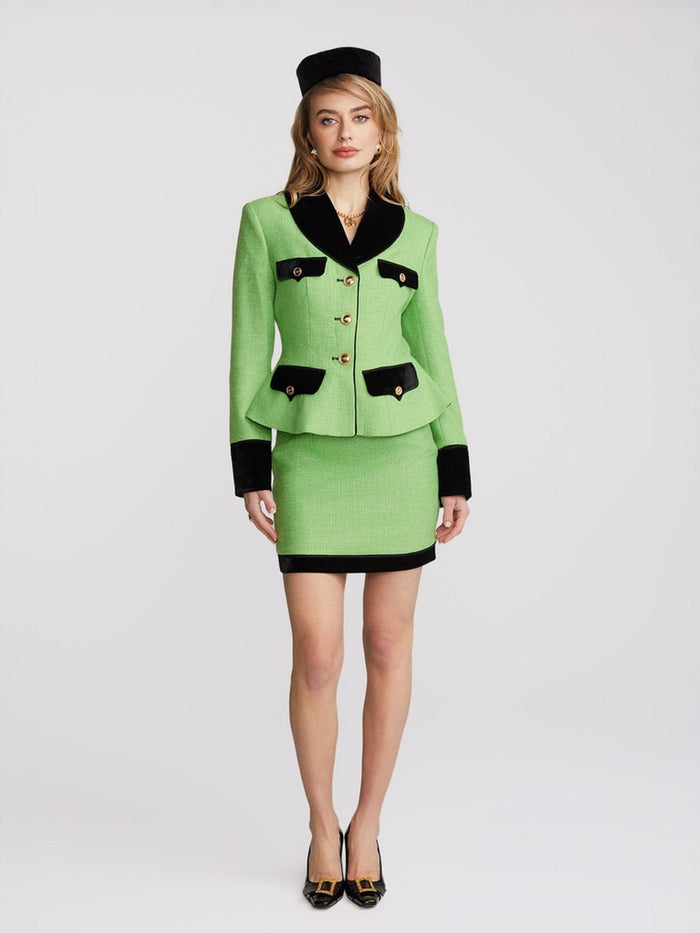 Michelle Tweed Skirt: Green Skirt for Brunch | Nana Jacqueline